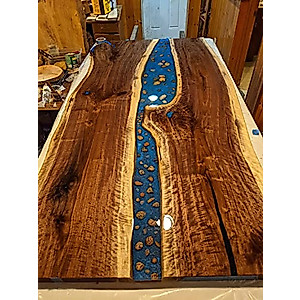 Black Walnut blue epoxy River Dining Table,Top 7' 6" Long by 40" to 44 Wide
