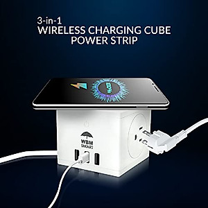 WBM Smart USB Power Strip with Wireless Charger,PG-02A-1