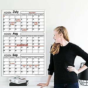 Large Wall Calendar Dry Erase 3 Month,36x24 Jumbo Undated Quarterly White Board Calendar For Medium Office,Giant Reusable Laminated 90 Days Planner,Big Multi Months Planning Poster