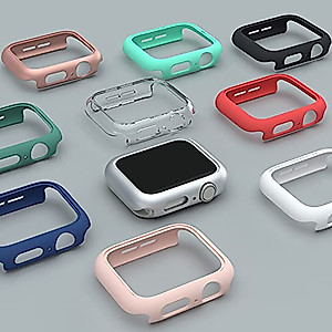 Mugust 4 Pack Compatible for Apple Watch Case 40mm [NO Screen Protector] Series 6 5 4 SE, Hard PC Bumper Case Protective Cover Frame Compatible for iWatch 40mm, Black/Rose Gold/Silver/Clear