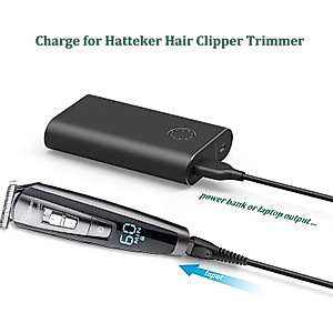 VHBW Charger for Hatteker Cordless Hair Trimmer Pro Hair Clippers Beard Trimmer & Electric Shaver Razor Replacement Hatteker Hair Trimmer Clipper Charger Cord 4.9FT
