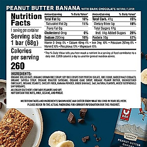 CLIF BAR - Peanut Butter Banana with Dark Chocolate Flavor - Made with Organic Oats - Non-GMO - Plant Based - Energy Bars - 2.4 oz. (12 Pack)