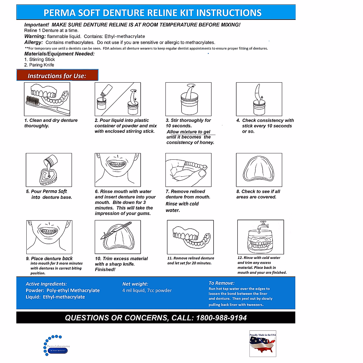 Perma Soft Denture Reliner Kit - Relines 2 Denture Plates
