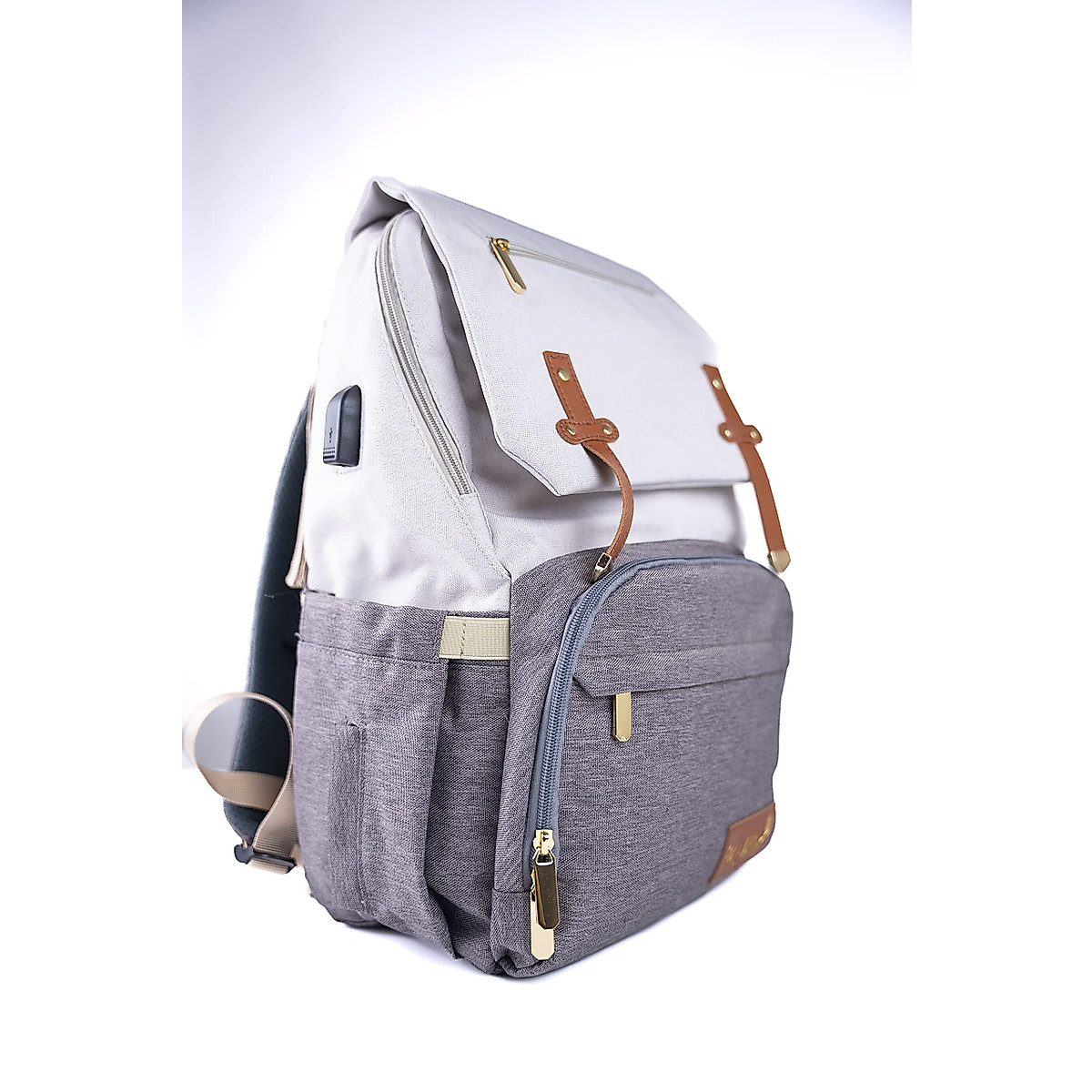 EVE'S BABY Diaper Backpack – Multifunctional Diaper Bag Organizer for Newborn Essentials – Convenient Pockets and Adjustable Straps – Fits Newborn Essentials, Clothes – Stylish Grey and Beige