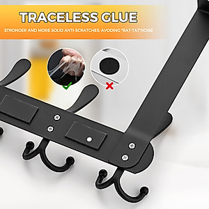 Ravinte Over The Door Hooks, 1 Pack Over The Door Hanger with 5 Coat Hooks for Hanging Clothes, Over The Door Towel Racks for Bathroom Heavy Duty, Black