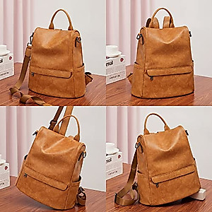 Cnoles Backpack Purse For Women PU Leather Large Designer Casual Fashion Travel Ladies College Shoulder Bags Brown