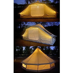 BOOMLATU 4 Season Waterproof Glamping Tents for Camping with Stove Jack Hole,Luxury Yurt Bell Tent Camping Tent for 4/6/8 Adults for Glamping Family Camping Zipped Removable Floor