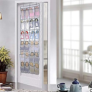 Isabelvictoria 24 Pocket Shoe Organizer Door Hanging Shoes Storage Wall Bag Closet Holder Family Save Space Organizer Home Decoration