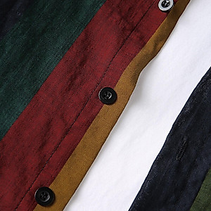 Striped Shirt for Men Vintage Button Up Long Sleeve Casual Dress Shirts Regular Fit Big and Tall Retro Cotton T-Shirts