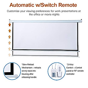 Auto Motorized Projector Screen 100 inch 16:9 HD Diagonal with Remote Control, Wall/Ceiling Mounted Electric Movie Screen Wrinkle-Free, Great for Home Office Theater TV Usage