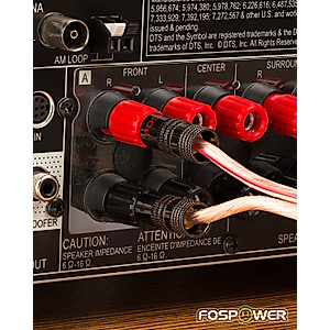 FosPower Banana Plugs 2 Pairs / 4 pcs, Closed Screw 24K Gold Plated Banana Speaker Plug Connectors for Speaker Wire, Wall Plate, Home Theater, Audio/Video Receiver, Amplifiers and Sound Systems