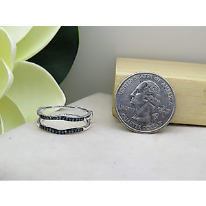 Dazzlingrock Collection Round Blue Diamond Wedding Enhancer Guard Ring for Women in 14K White Gold, Size 6