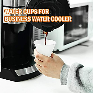 AQUEENLY 100 Snow Cone Cups, Wax Coated Leakproof Cone Paper Cups for Slush, Shaved Ice, Water - 6OZ, White