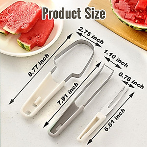 SINGYEIEC 3-in-1 Watermelon Cutter Slicer Tool, Stainless Steel Watermelon Cutter Slicer, Creative kitchen fruit cutter tool, Watermelon Popsicle Mould, melon cutter, portable fruit fork