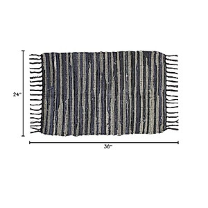 Asraie Eco Friendly Hand Woven & Reversible Cotton Chindi Rag Rug 100% Recycled Cotton Area Rug for Living Room Kitchen Entryway 2x3' (Black Multi)