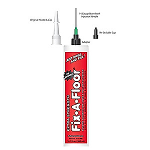 The Original Award Winning Fix-A-Floor Micro Syringe Adapter Pro Pack (6) For Loose & Hollow Flooring Repair. The Micro Syringe Injector should only be used in grout lines less than 1/8”