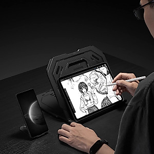 Drawing Tablet Stand, Laptop Stand, Foldable Stand for Pen Tablet Display, 9 Levels Adjustable Angles with a Built-in Phone Holder, for 12-17 inch Drawing Tablet, MacBook, Laptop, iPad, Book, Phone
