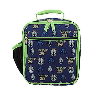 Disney Star Wars Mandalorian Baby Yoda Boy's Girl's Adult Soft Insulated School Lunch Box (One Size, Blue/Green)