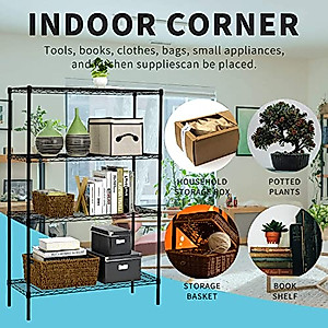 HCY 4-Tier Wire Shelving Unit Storage Shelves Shelf Organizer 54inx36inx14in Heavy Duty Metal Rack NSF Height Adjustable for Laundry Bathroom Kitchen Garage Pantry Organization(Black)