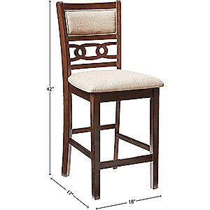 New Classic Furniture Gia 5-Piece Round Counter Height Set with 1 Dining Table and 4 Chairs, 42.25", Cherry