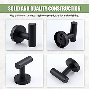Angle Simple Bathroom Towel Hook Matte Black, Stainless Steel Shower Towel Holder, Kitchen Towel Hanger, Round Robe Hook for Wall