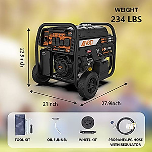 AIVOLT 12500 Watts Dual Fuel Generator - Portable Gas or Propane Powered Generator for Home Use Electric Start Generator for Power Outages, CO Sensor, 50 State Approved