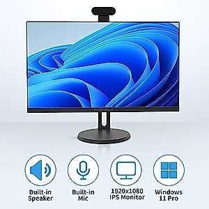 24” All-in-One Computers, Intel i5 Quad-Core Desktop Computer with Camera, 16G Ram 512G SSD IPS HD Display, WiFi Bluetooth for Home Entertainment Business Office