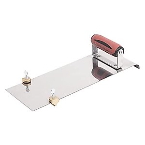 MARSHALLTOWN Stainless Steel Hand Edger with Adjustable Groover, Concrete, Curved, 14 Inch by 5 Inch, 1/2 Inch Edger Radius, 1/2 Inch Bit Depth, DuraSoft Handle, Made in the USA, 3489D