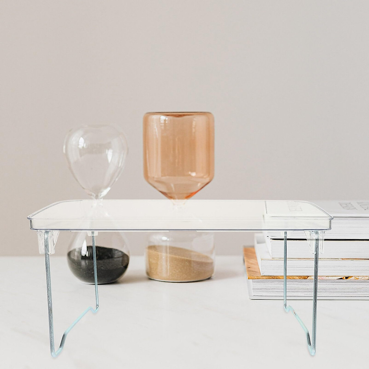 Desk Cup Holder Clear Lap Desk Folding Acrylic Bed Tray Countertop Storage Rack Clear Laptop Stand Bed Desk Table for Reading Eating Writing Kitchen Bathroom Storage Holder