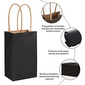 Moretoes Black Mini Gift Bags Bulk 30pcs, 6 x 3.5 x 2.4 Inches Gift Bags With Handles, Paper Bags Bulk Party Favor Bags Candy Bags Small Business Bags