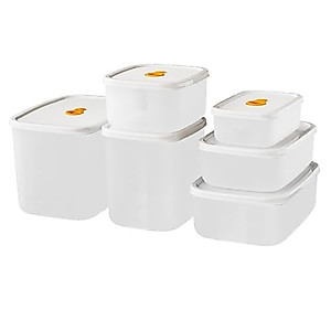 Glidea 6-piece food storage container with lid, stackable square storage set, BPA free, suitable for microwave and dishwasher plastic leak proof kitchen storage freezer, Clear