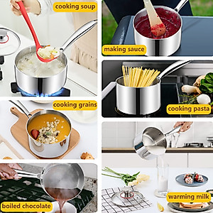 LIANYU 1QT Saucepan, Tri-Ply 18/10 Stainless Steel Sauce Pan with Lid, 1 Quart Cooking Pot for Pasta Soup, Small Induction Cookware with Ergonomic Handle, Heavy Duty, Dishwasher Safe