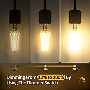 Dimmable A19 Clear LED Light Bulbs 60W Equivalent, 2700K Soft Warm White Light Bulbs 6W E26 Base, Antique Clear Glass Bulb for Living Room Bedroom Outdoor, 6Packs