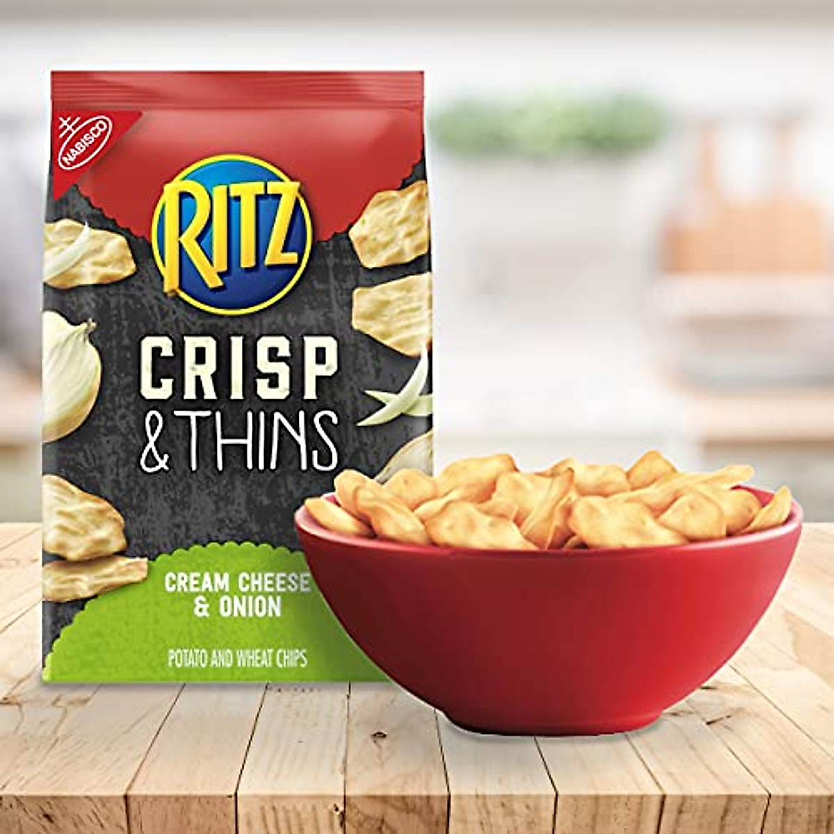 RITZ Crisp and Thins Cream Cheese and Onion Chips, 7.1 oz