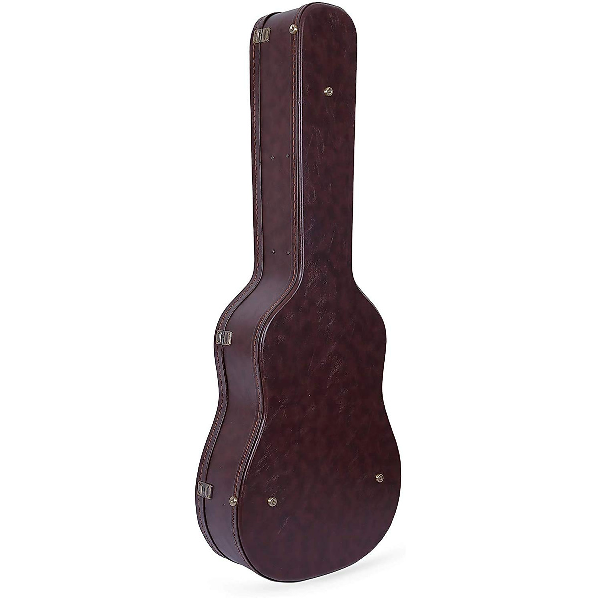 Crossrock Case - Hard-Shell Wooden Guitar Case - Fits 12-Strong Dreadnought Classical Nylon String Acoustic Guitars - Stainless Steel Latches, Sponge Lining, Metal Feet, Storage Space - Vintage Brown