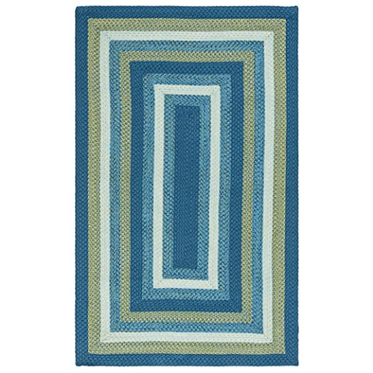 SAFAVIEH Braided Collection Accent Rug - 4' x 6', Aqua & Green, Handmade Farmhouse, Ideal for High Traffic Areas in Entryway, Living Room, Bedroom (BRA230J)