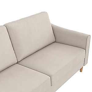 Mr. Kate Moon 73.5" Upholstered Sofa with Curved Back, Ivory Velvet