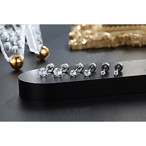 LYLYMIMI Surgical Steel Hypoallergenic Flat Back Stud Earrings for Women Screw Back Ear Piercing Earring