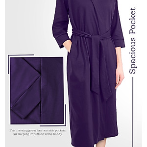 NY Threads Women's Robe Long Knit Bathrobe 3/4 Sleeves Soft Kimono Lightweight Loungewear, XX-Large, Royal Purple