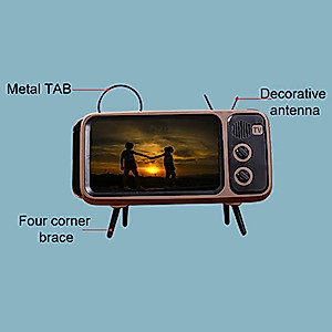 hudiemm0B Phone Holder for Desk, Portable Universal Retro Tv Desktop Mobile Phone Holder Cute Phone Stand for 4.7-5.5 inches Smartphone, Retro Phone Stand for Home, Bedroom, Office, Kitchen