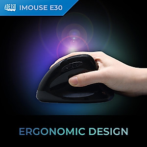 Adesso Imouse E30-2.4GHz Wireless Ergonomic Vertical Right-Handed Mouse, Black