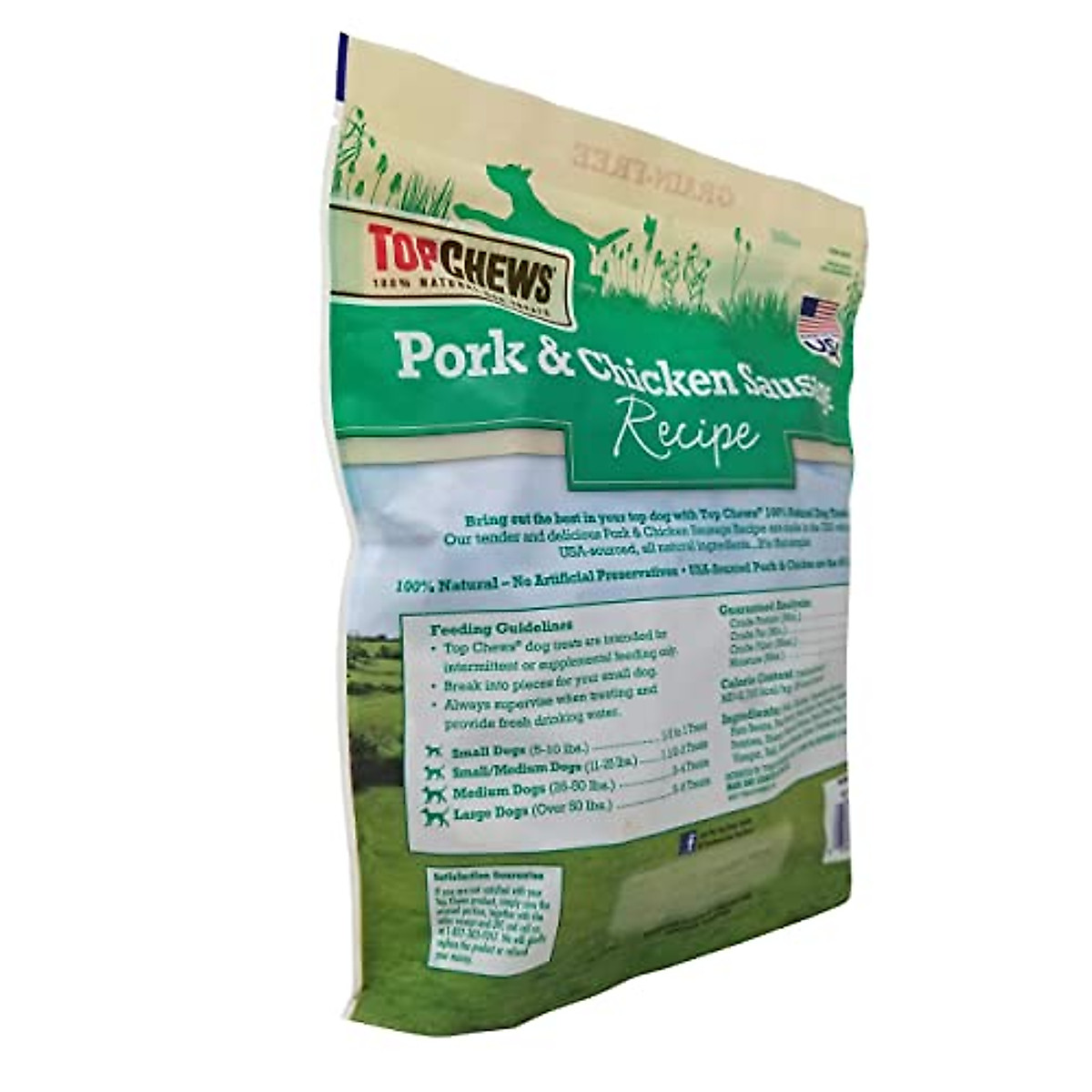Top Chews Pork & Chicken Sausage Dog Treats 100% Natural 36 OZ