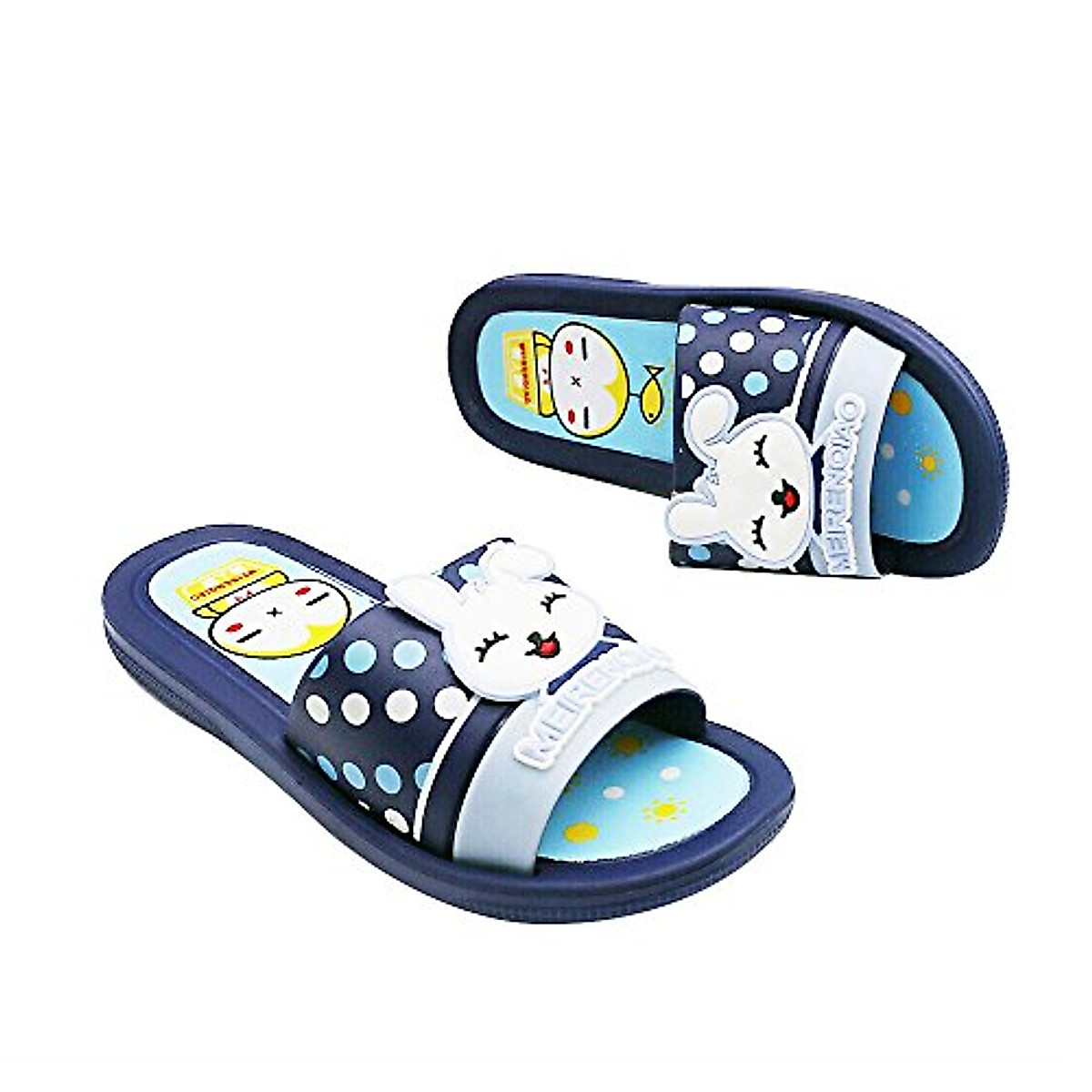 IUU Cute Little Kids Bath Slippers Non-Slip Slippers EVA House Slippers Beach Flip-Flops (Blue,Pink) (7M/18cm US Toddler, Blue)