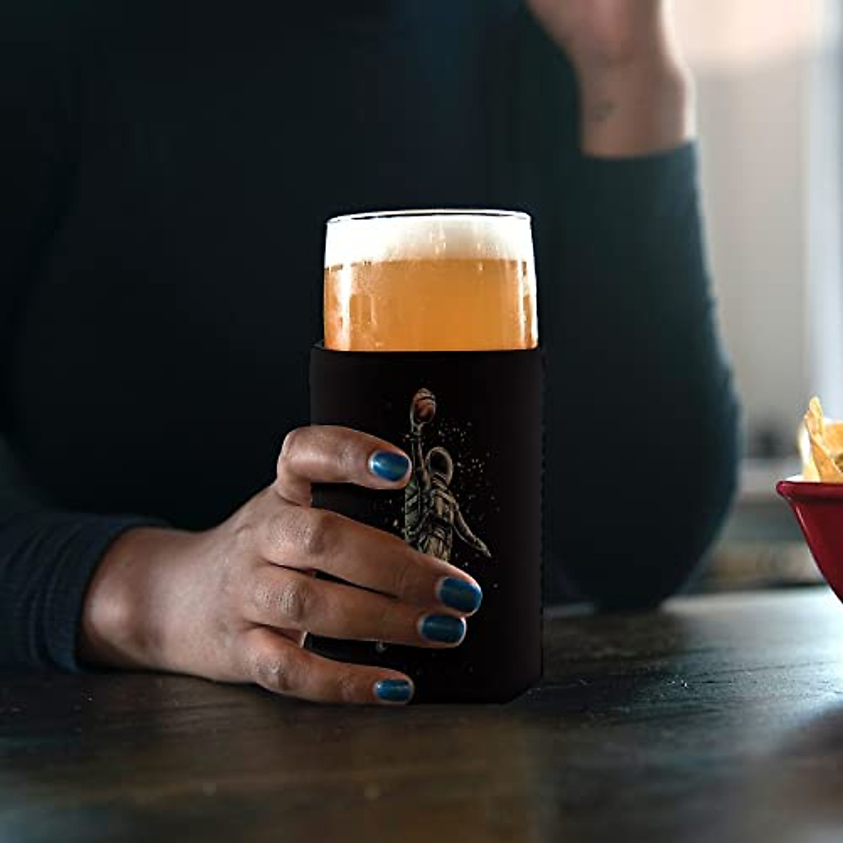 Can Cooler Sleeves Coozies for Cans And Bottles Insulators Basketball Astronaut Space Print PVC Elastic Reusable
