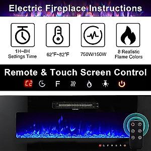 LUXOAK 80" Fireplace TV Stand, Modern High Gloss Finish Media Console with 40" Electric Fireplace, Open Storage Entertainment Center for TVs Up to 90" with LED Lights, White