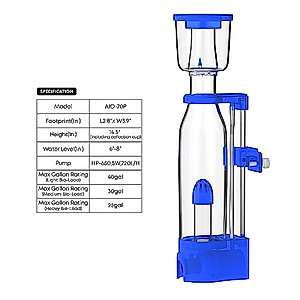 MagTool Aquarium Nano AIO Tank Protein Skimmers for All in One Reef Tank Up to 40Gal with High Tech Sine Wave Adjustable DC Needle Pump (AIO-70P)