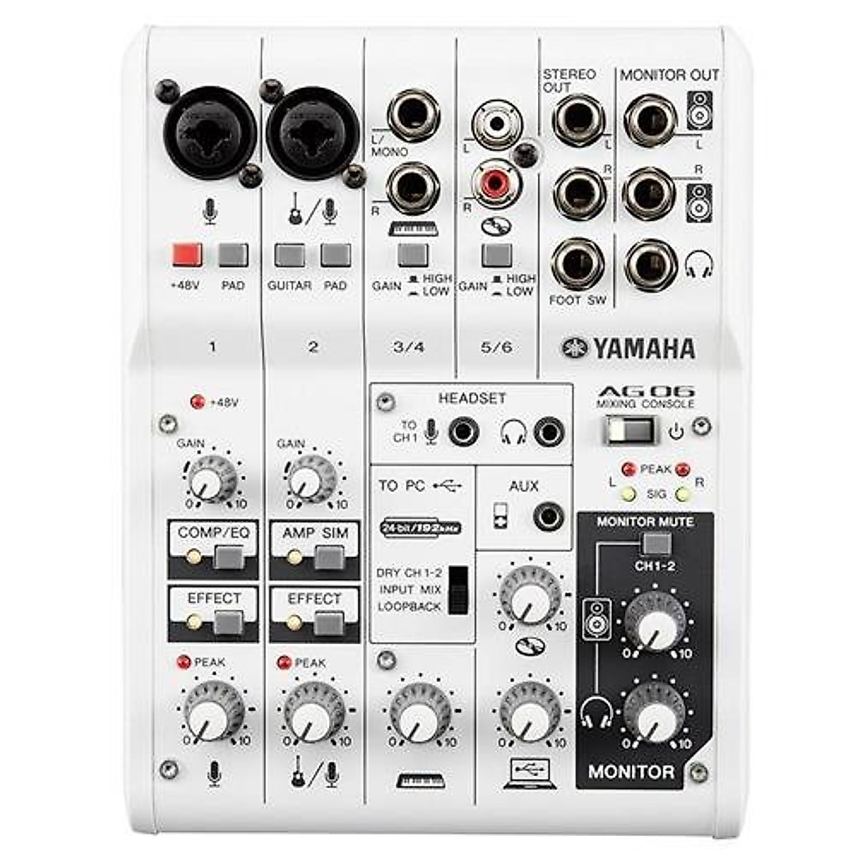 Yamaha AG06 6-Channel Mixer / 2 Microphone , White