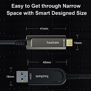 huaham USB A to USB C Fiber Optic Cable 10M/33FT, USB 3.1 Cable 10Gbps Gen2 Long Distance Transmission Slim, Ultra High Speed USB Cable for VR, Xbox, Logitech Camera, Laptop etc