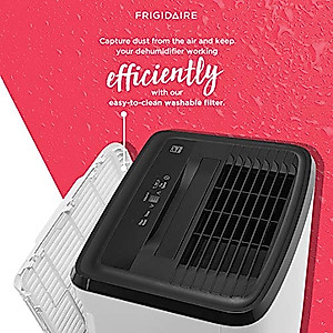 Frigidaire FFAD5033W1 Dehumidifier, High Humidity 50 Pint Capacity with a Easy-to-Clean Washable Filter and Custom Humidity Control for maximized comfort, in White