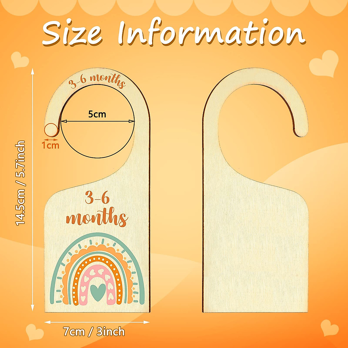 7 Pieces Rainbow Baby Closet Dividers Boho Nursery Closet Organizer Wooden Newborn Wardrobe Divider Kids Clothes Divider to Arrange Clothes with Separator by Size or Age for Baby Shower 0-24 Months